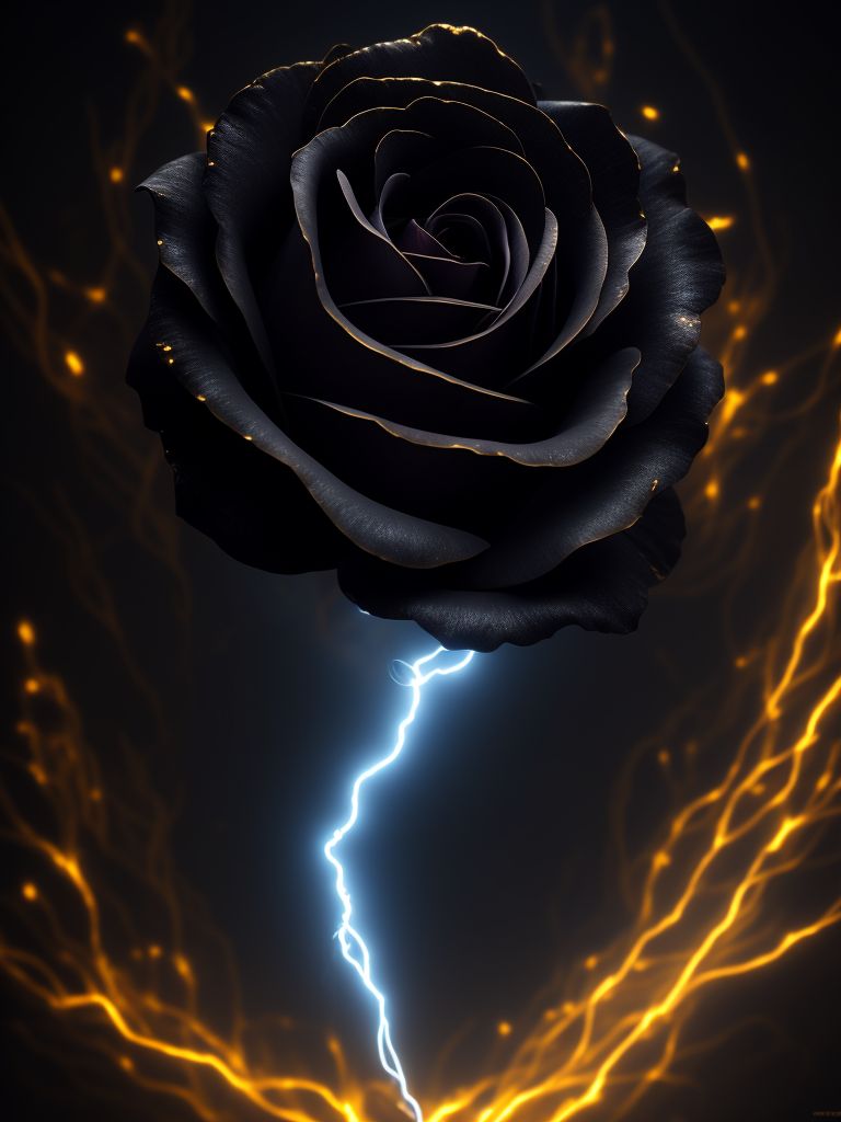 LuminAry: black rose blooming in lightning
