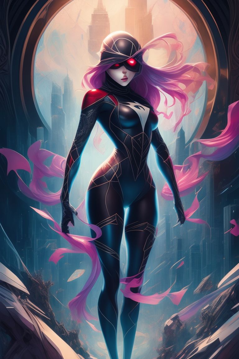 dopey-fly83: {Ghost-Spider (Gwen Stacy)} highly detailed, dynamic pose ...