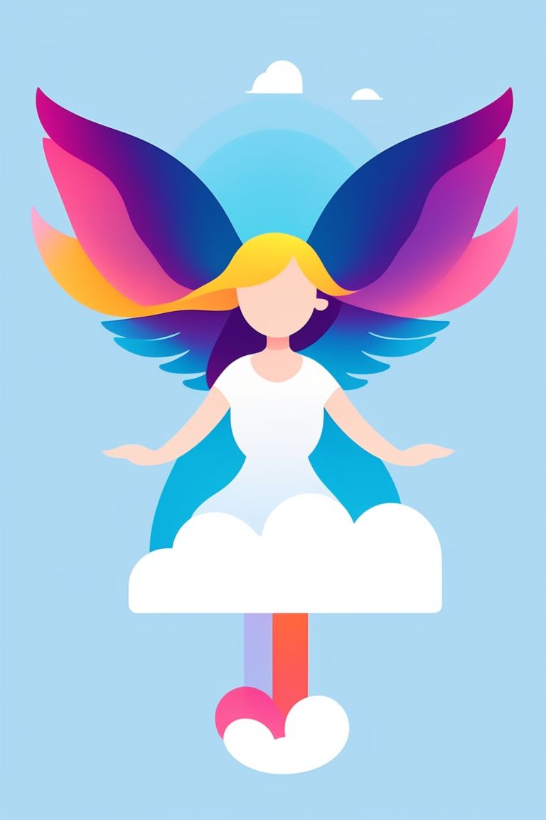 Dual-Lapwing319: Angel figure, Clouds, Bright Colors, Angelic feeling