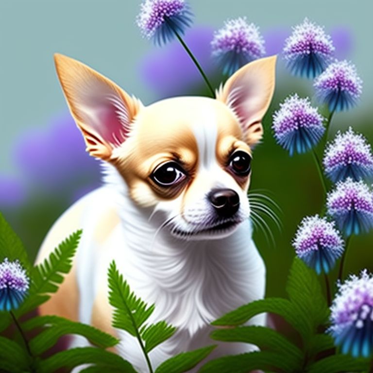 huge-gazelle509: chihuahua dog, flower garden background, spring, 4k ...