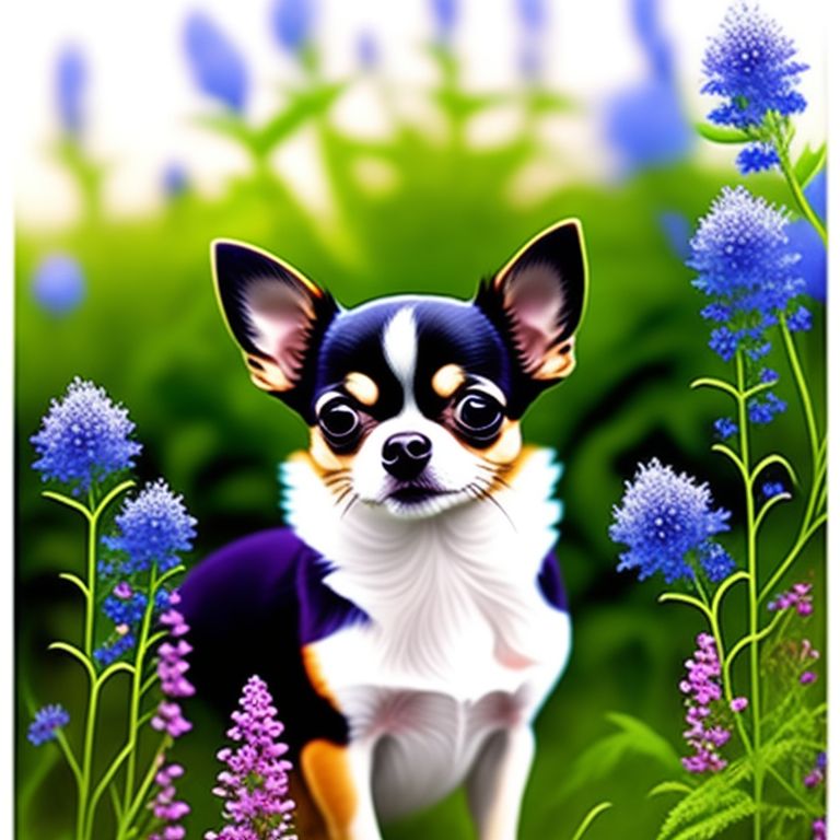 huge-gazelle509: chihuahua dog, flower garden background, spring, 4k ...