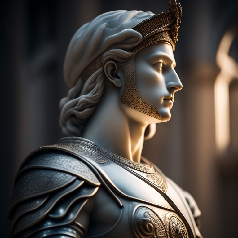 gloomy-weasel24: ((Marble statue)) of a medieval knight in full plate armor