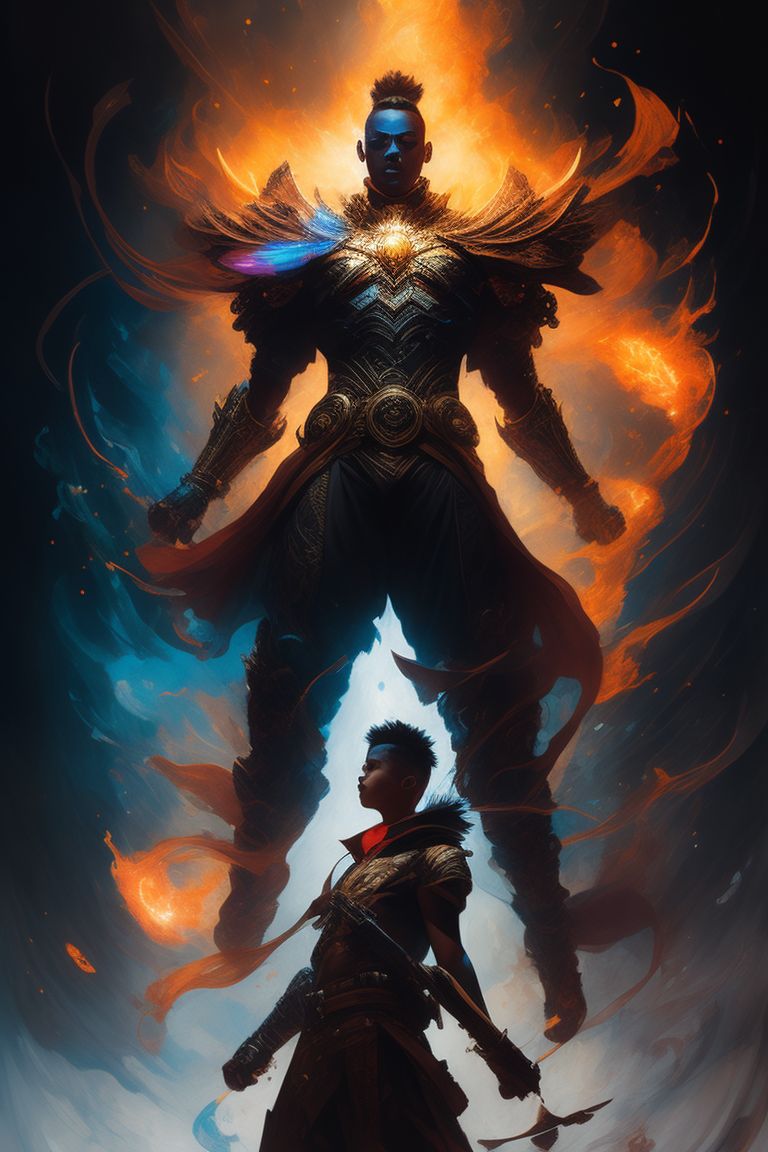 kiber203: Dynamic Award-winning photo of a boy conjuring a fireball ...