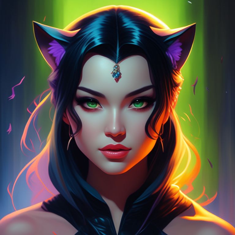 ready-worm647: Dark haired Woman, bright green eyes, with blue tiger ...