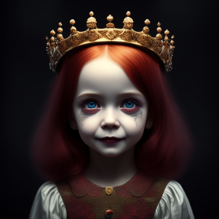 ROMMELL.VIANA: portrait cute little girl, red hair, using a crown, face ...