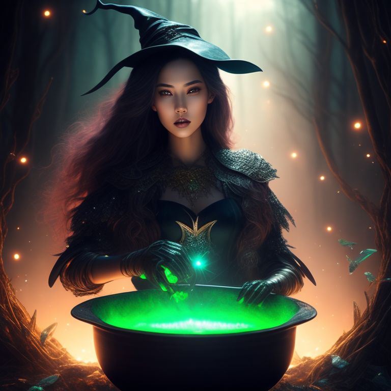 moral-turtle525: A witch with pretty, perfect features, preparing a ...