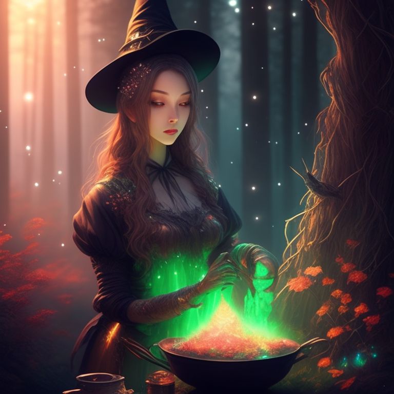 moral-turtle525: A witch with pretty, perfect features, preparing a ...