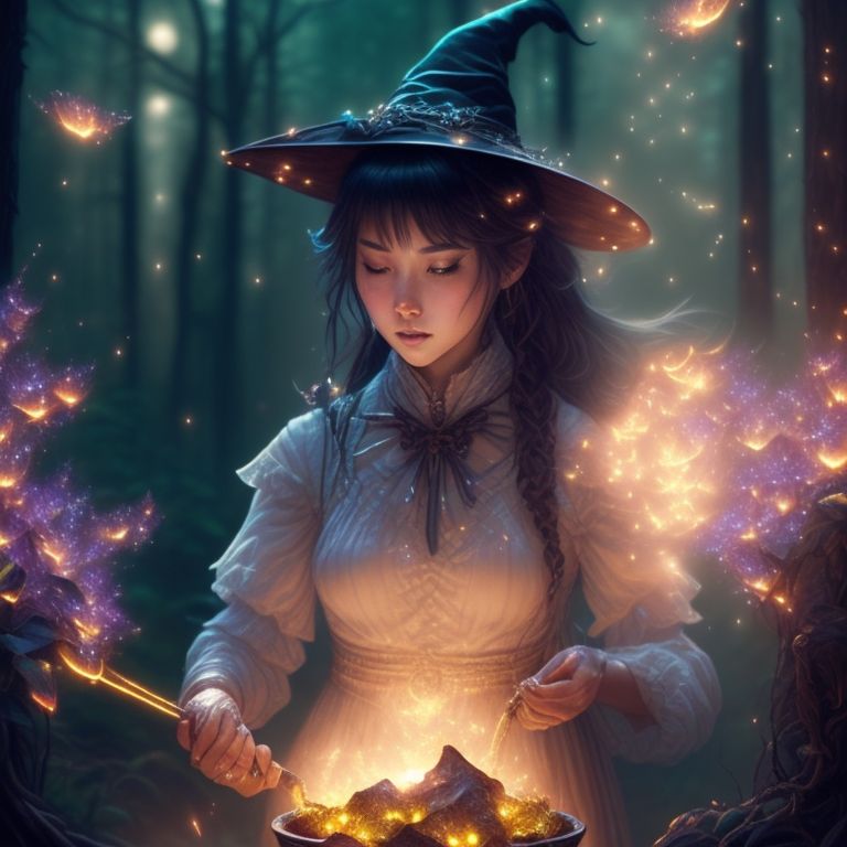 moral-turtle525: A witch with pretty, perfect features, preparing a ...