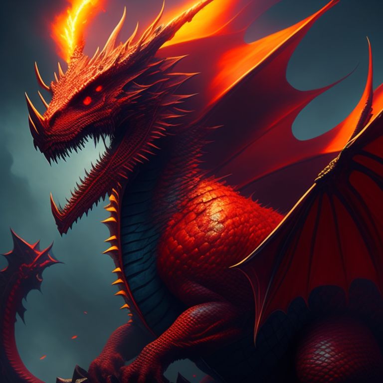 Red Dragon Breathing Fire