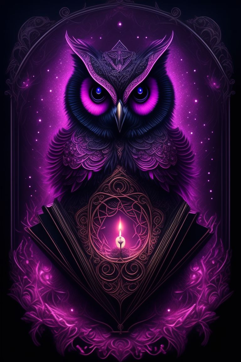 dead-manatee675: witchy owl sits on magical book of shadows, black ...