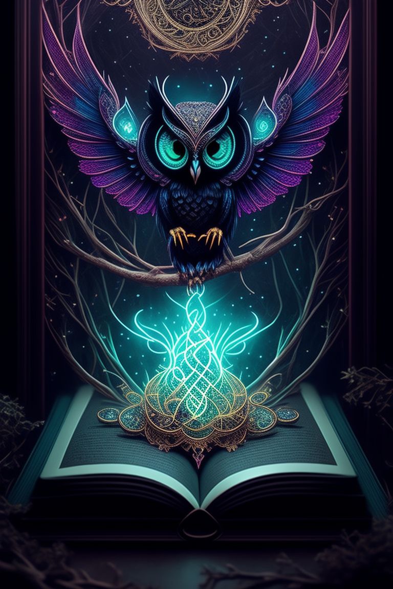 dead-manatee675: witchy owl stand on magical book of shadows, black ...