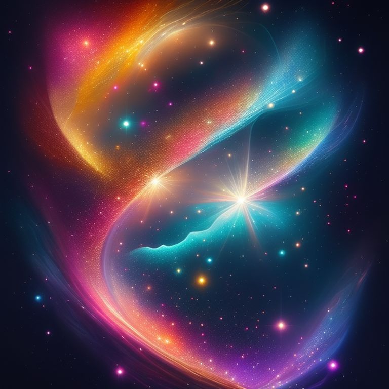 632Mhz: Human body floating in Brilliant colorful shimmering sparkling ...