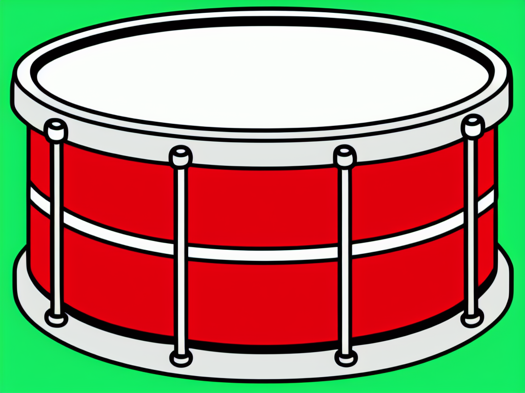 weepy-mule924: Red big bass drum in a clean cartoonish style.