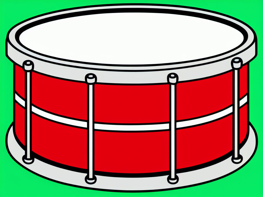 weepy-mule924: Red big bass drum in a clean cartoonish style.