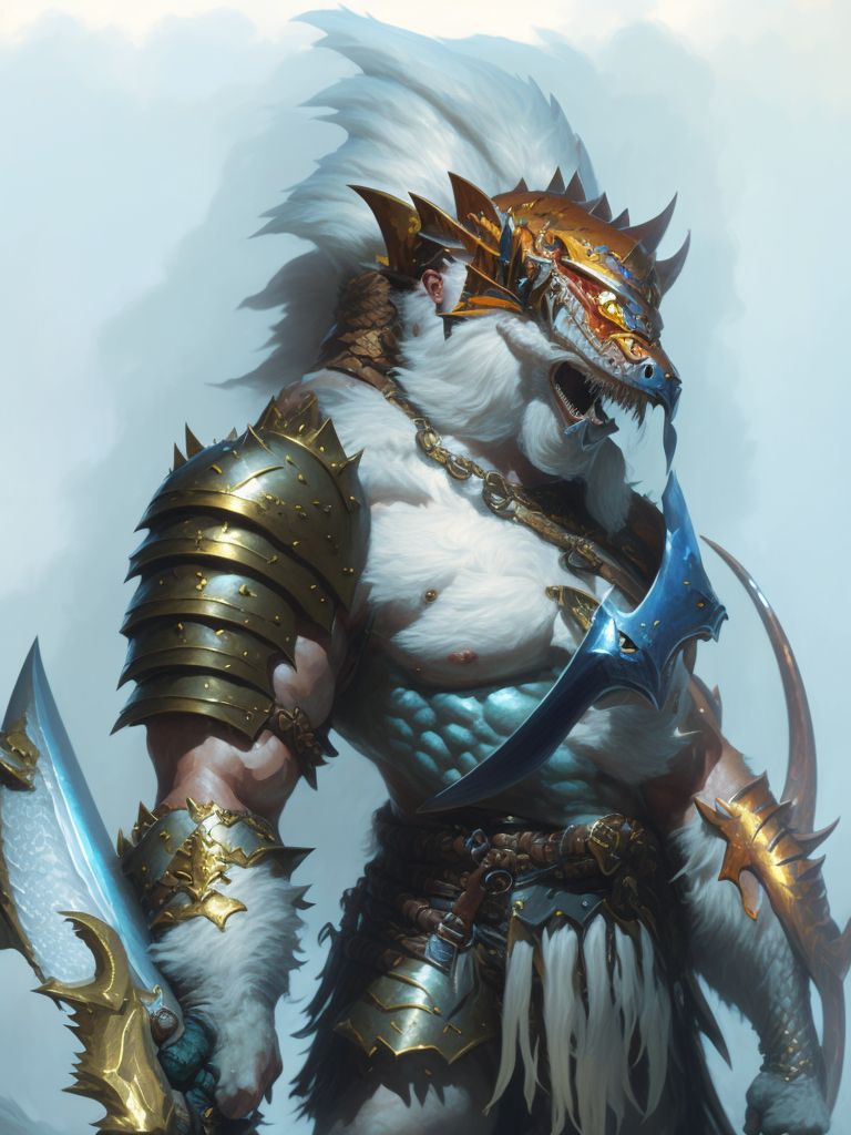 smart-donkey354: catfish barbarian holding a golden greataxe