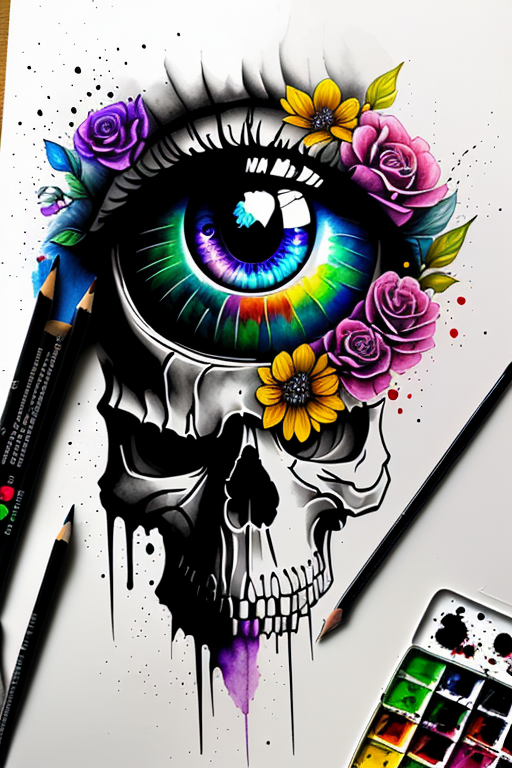 Colorful Skulls Drawings