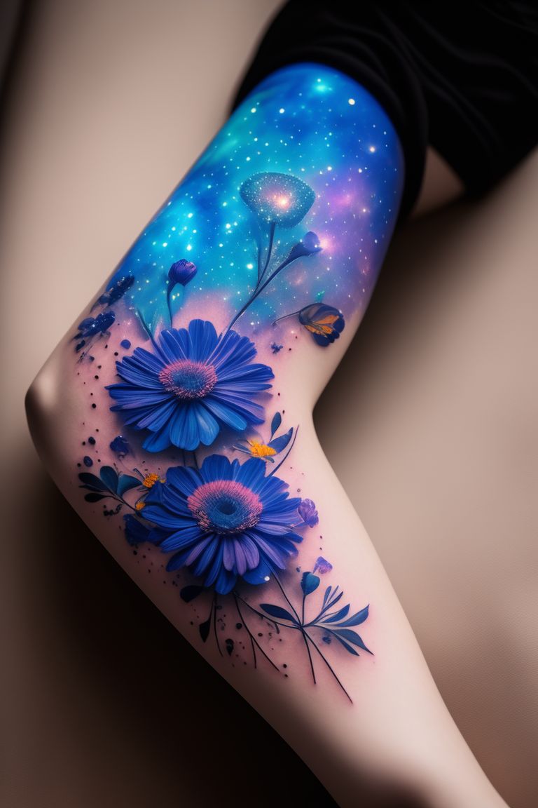 Blue Violet Flower Tattoo