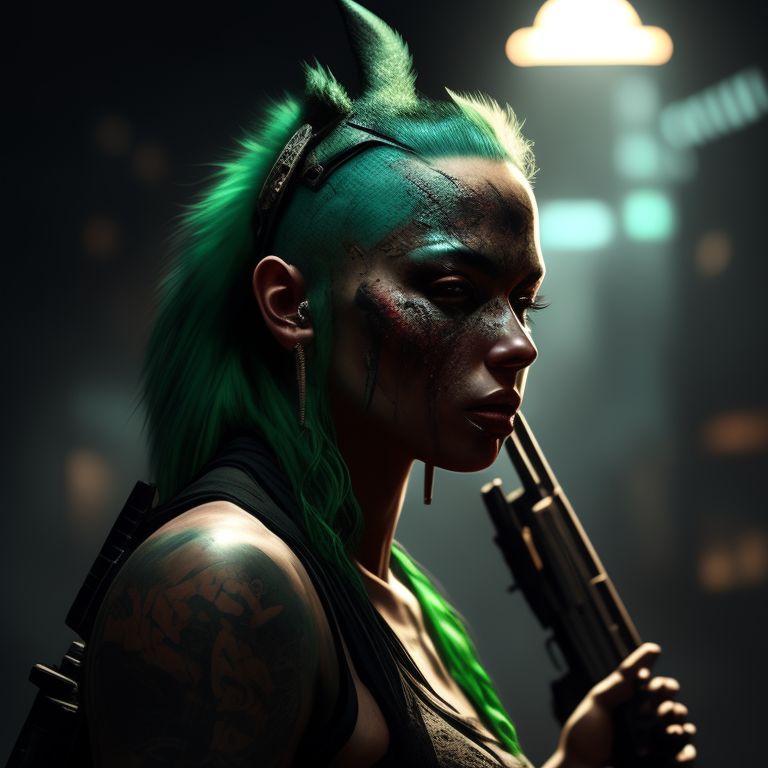 shy-cobra552: post-apocalyptic muscular ugly scarred facewoman with ...