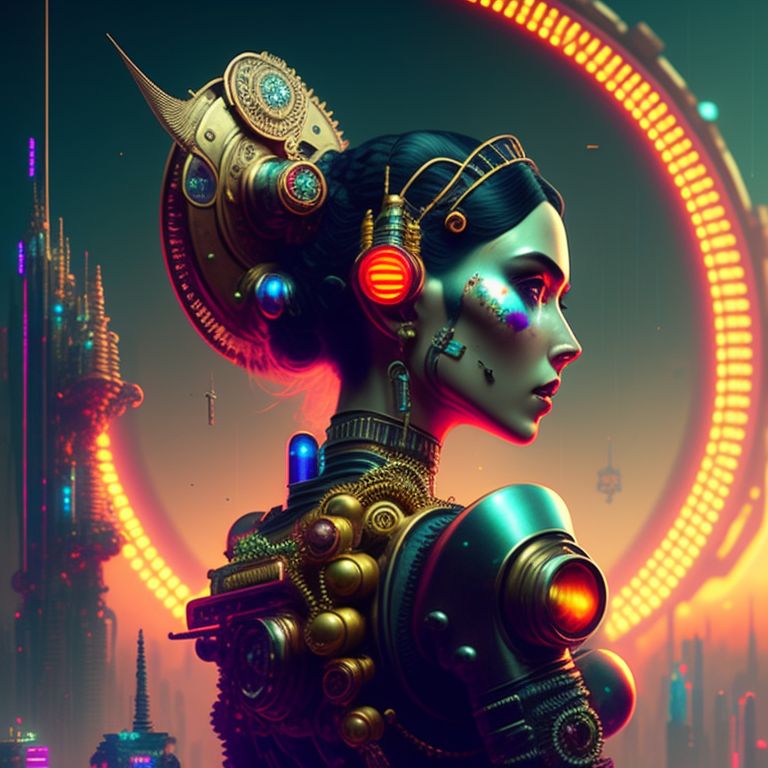 frilly-hawk344: A steampunk beautiful goddess, she is embellished with ...
