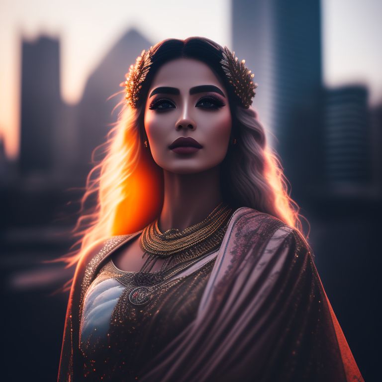 twin-pigeon924: goddess Elpis in today's society with blur buildings in ...