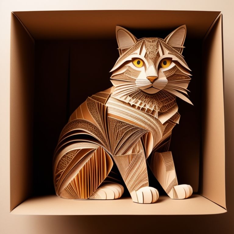 worldly-crow60: A beautiful layered paper art Brown Tabby sitting ...