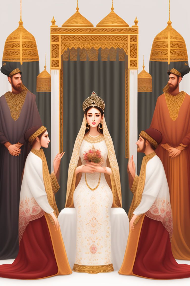 AmigoJC: Create an image of Esther in a palatial setting, surrounded by ...