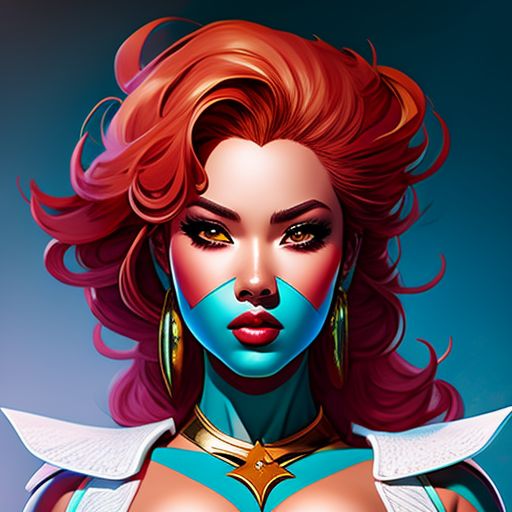 awful-fly656: heroic woman, blue skin, retro anime, white armor top ...