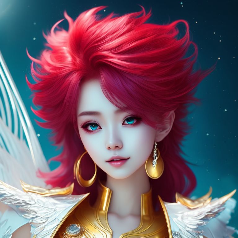 awful-fly656: full body shot, beautiful woman with blue skin, long red ...