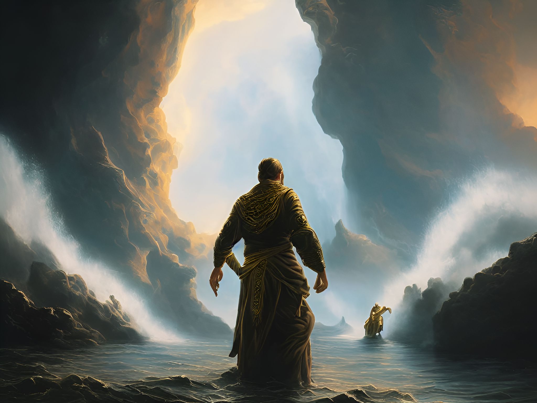 Hursty: Parting the Sea, sea splitting in half, wall of water, man ...