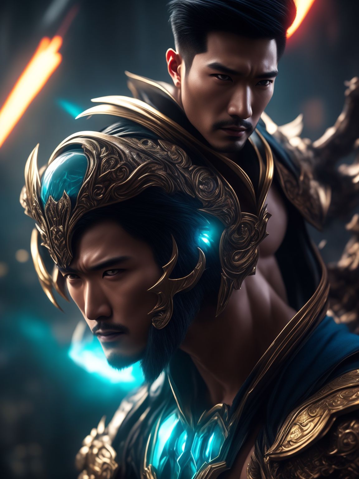 little-shrew793: Simu Liu as shang-chi, with a beard, huge biceps, big ...