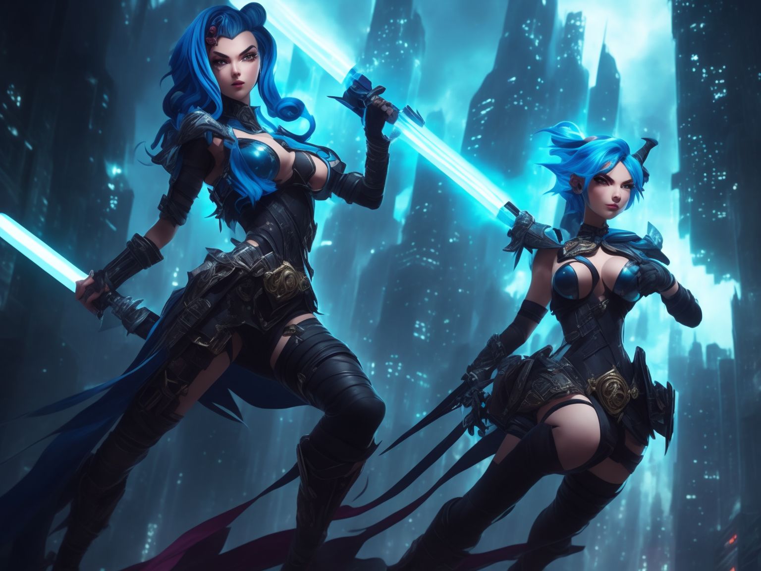 neat-jackal952: Jinx, League of Legend, blue hair, epic pose, Dynamic ...