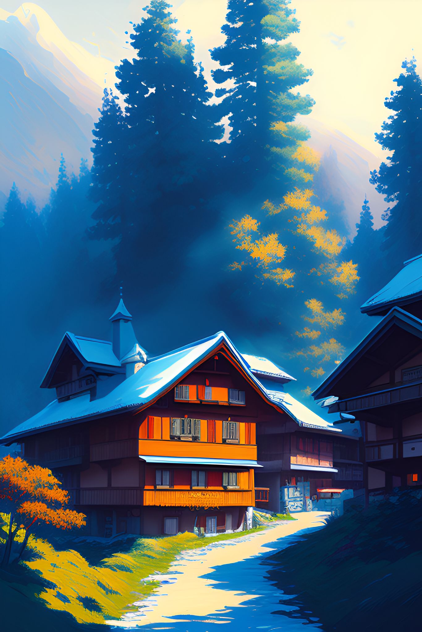 Hursty: colorful alpine town wood buildings shops, switzerland style ...