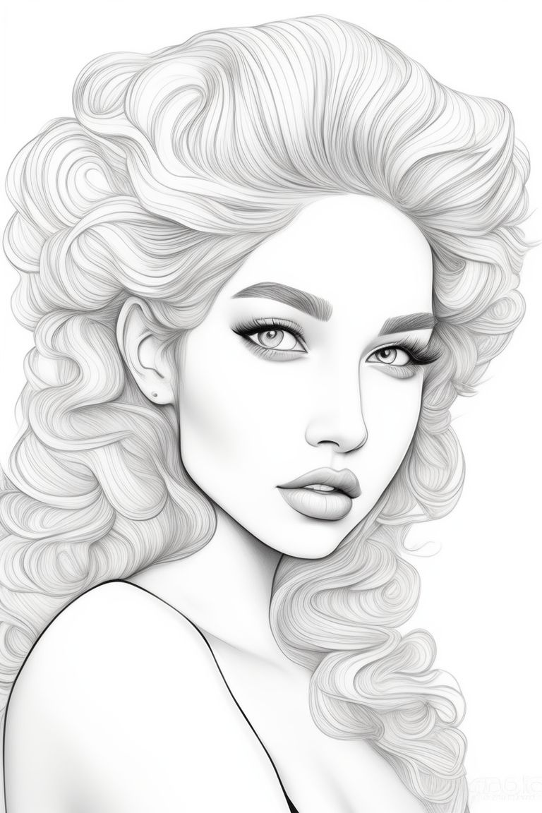 same-goose624: black and white, coloring page, blonde bombshell ...