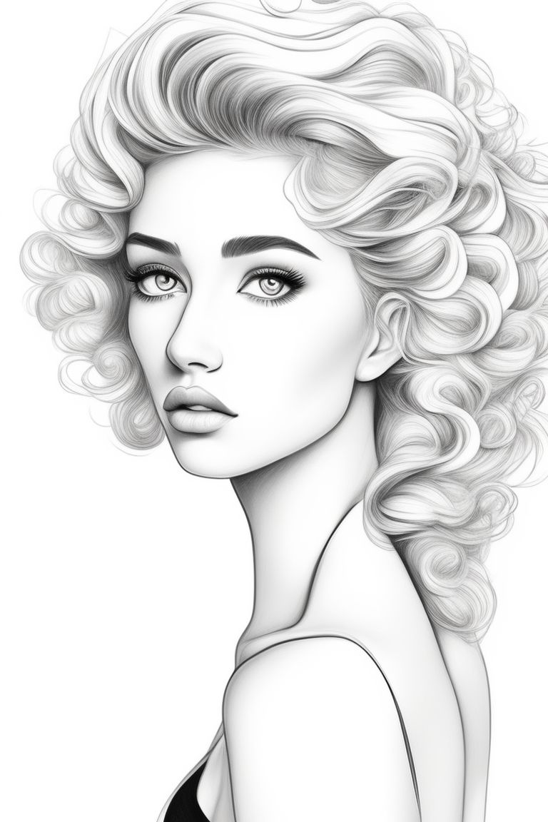 same-goose624: black and white, coloring page, blonde bombshell ...