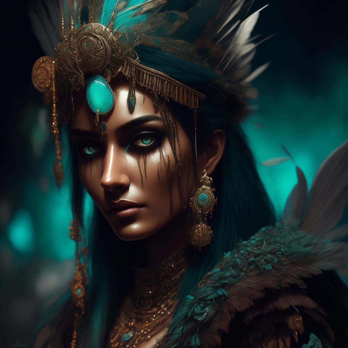 Manuzoom: A pretty and colorful indian woman with feathers, in the ...