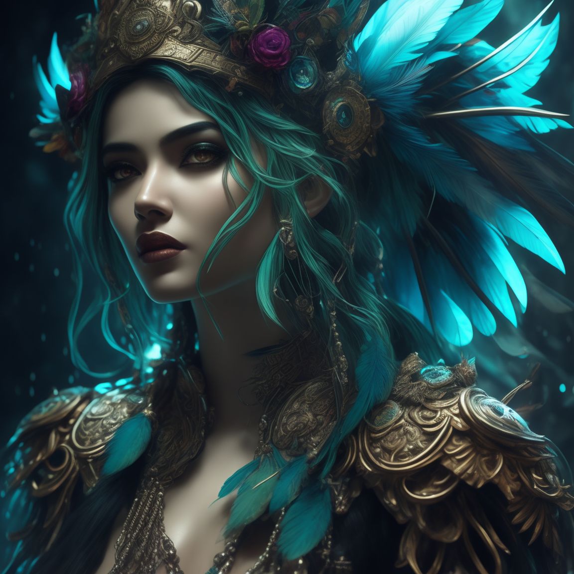 Manuzoom: A pretty and colorful indian woman with feathers, in the ...