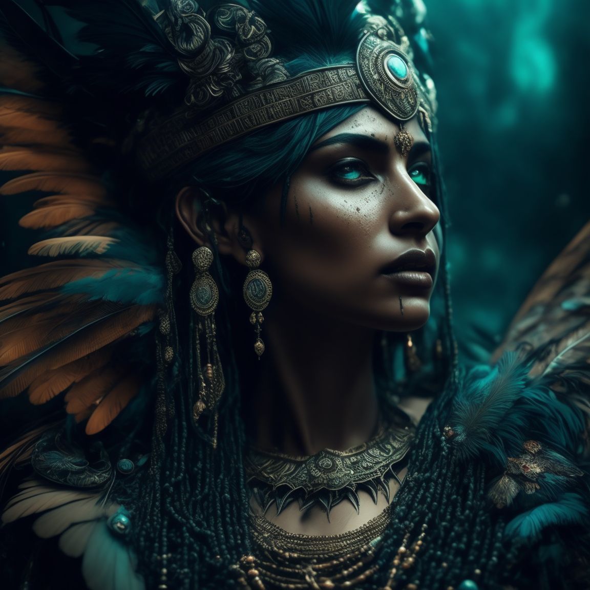 Manuzoom: A pretty and colorful indian woman with feathers, in the ...