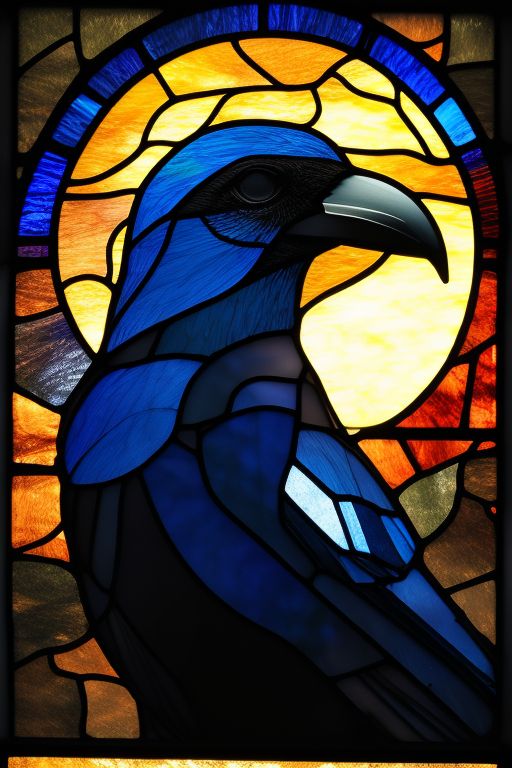 AlitzelTian: stained glass window of the head of a crow in a close up ...