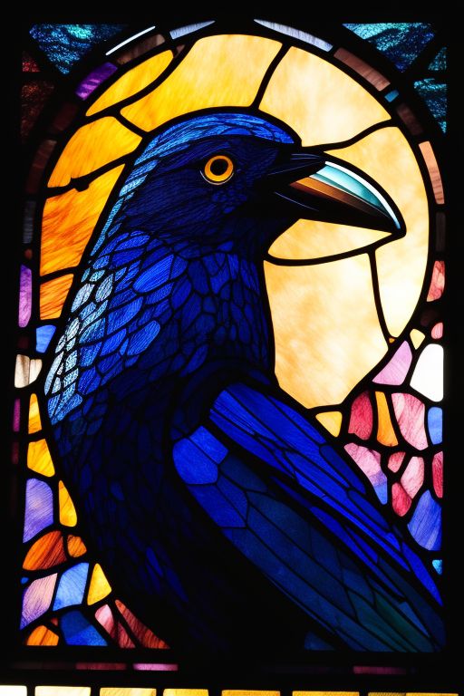 AlitzelTian: stained glass window of the head of a crow in a close up ...