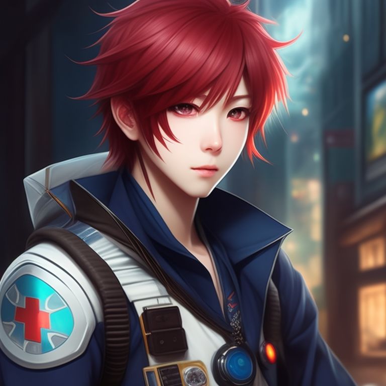 baggy-locust310: cute anime boy with red hair, blue eyes and wolf ears ...