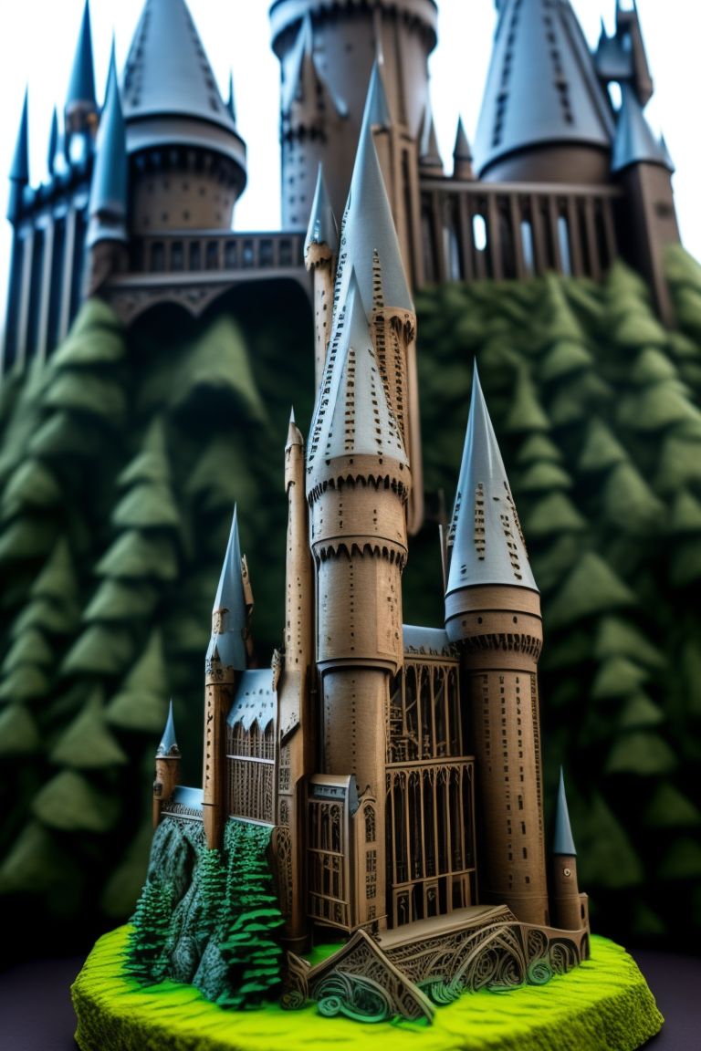 GhostSapper: Hogwarts Castle, 3D, dragon on the side of the tower