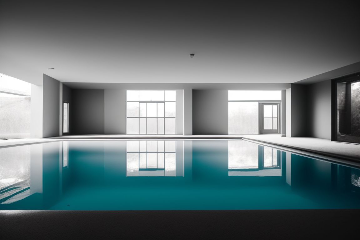 drafty-shrew643: A liminal space, empty room, pool, monocromatic colors ...