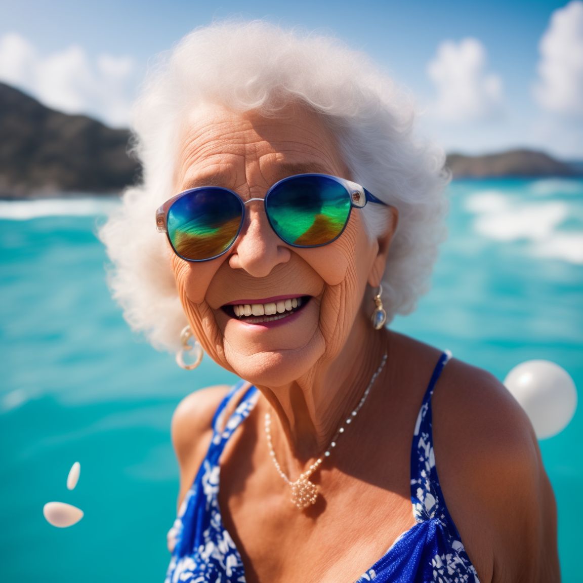 Moral Turtle525 A Granny In A Bathing Suit Short White Hair Highly Detailed Beautiful