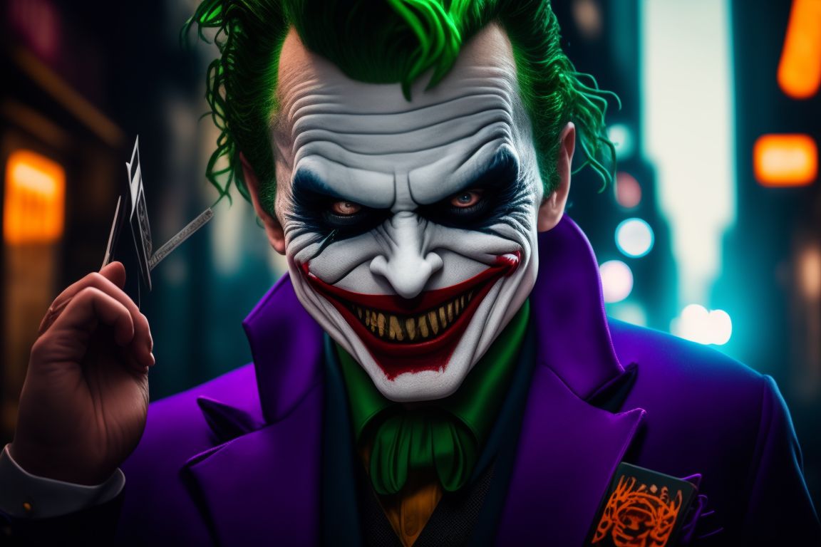 sharp-walrus946: Portray the Joker in his iconic style from the films ...