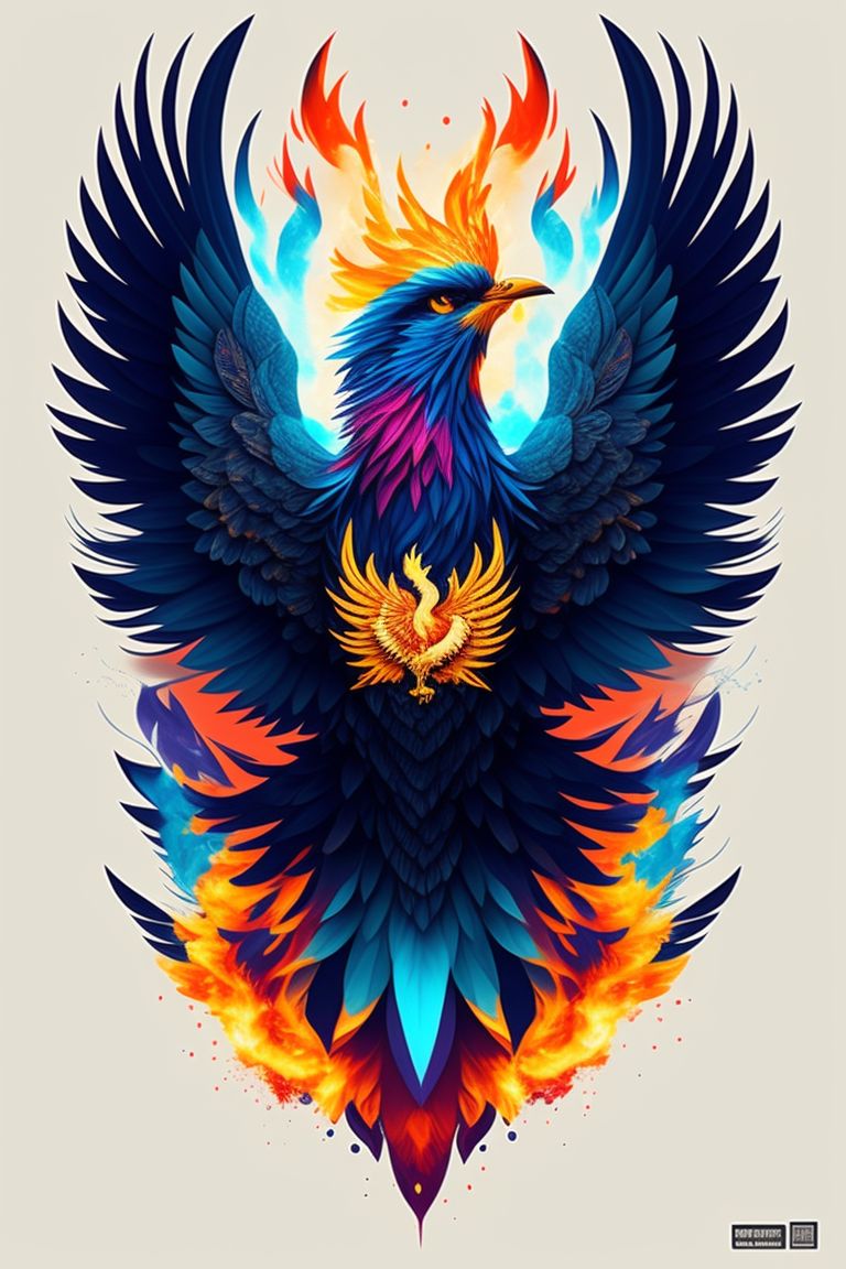 Blue Fire Phoenix Logo