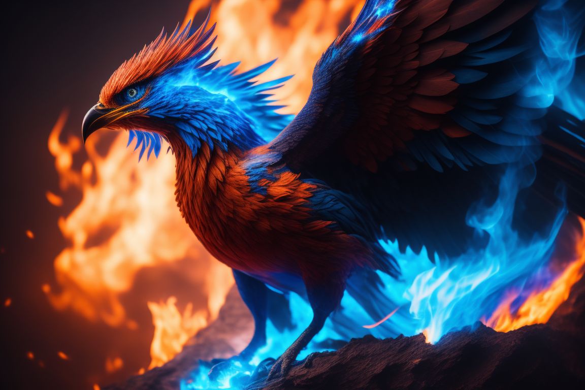 Blue Fire Phoenix Logo