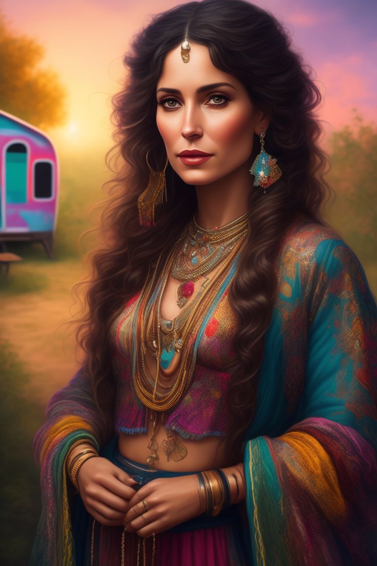 impure-deer189: A woman portraying a gypsy who has adorned herself in a ...