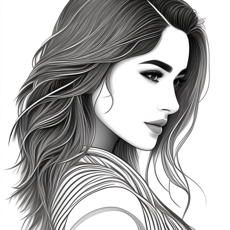 Beautiful Woman Profile Drawing