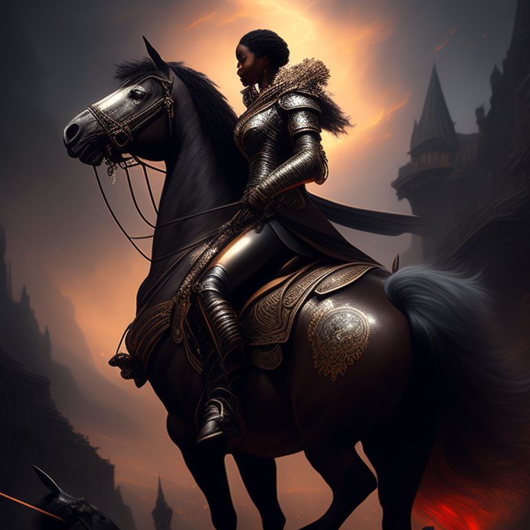 Female Knight On Horse