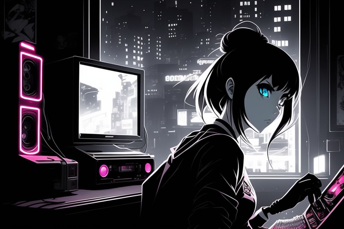 Anime Girl Playing Video Games